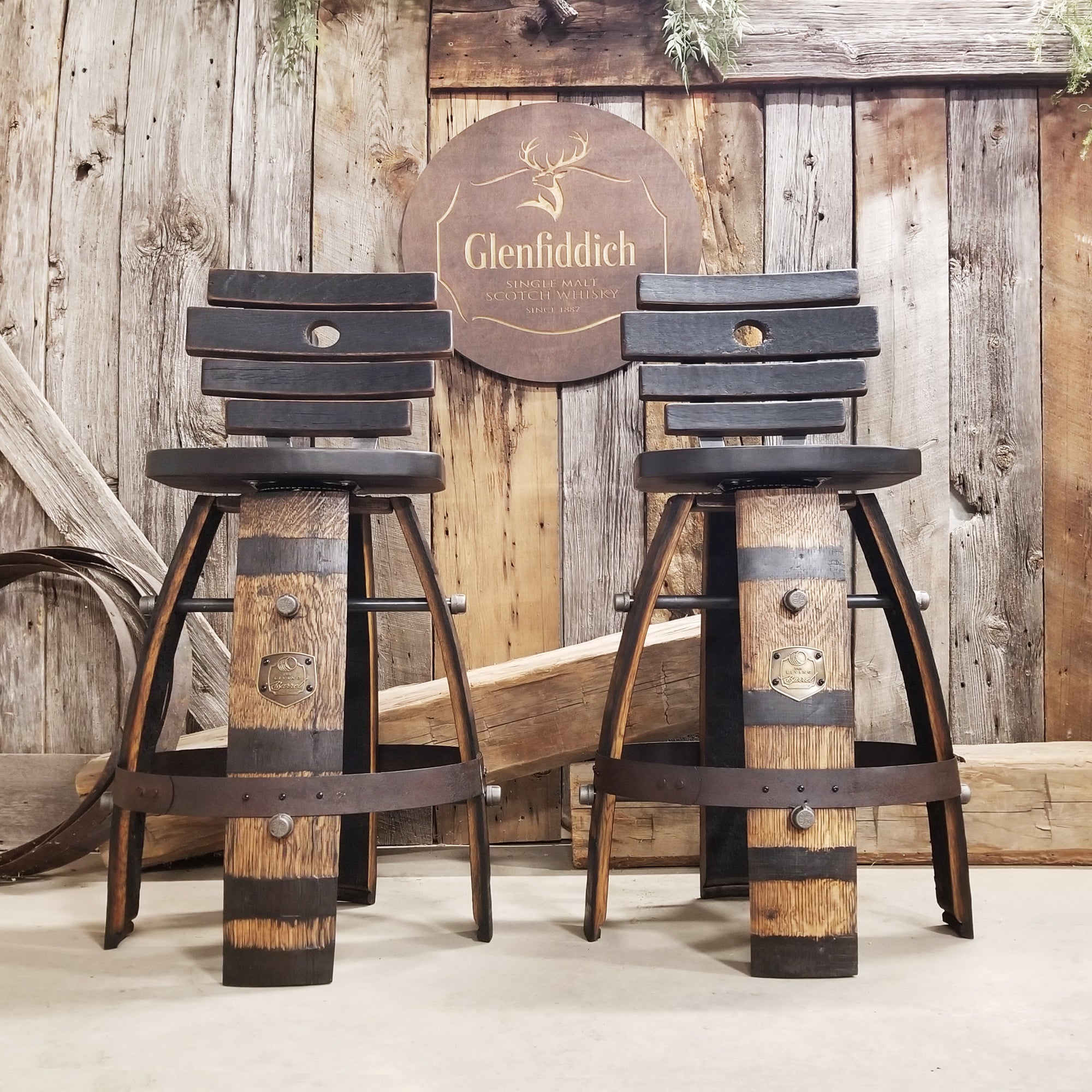 WHISKEY BARREL BAR STOOL WITH BACKING – TURTLE BACK TAN (WHISKEY BARRE ...