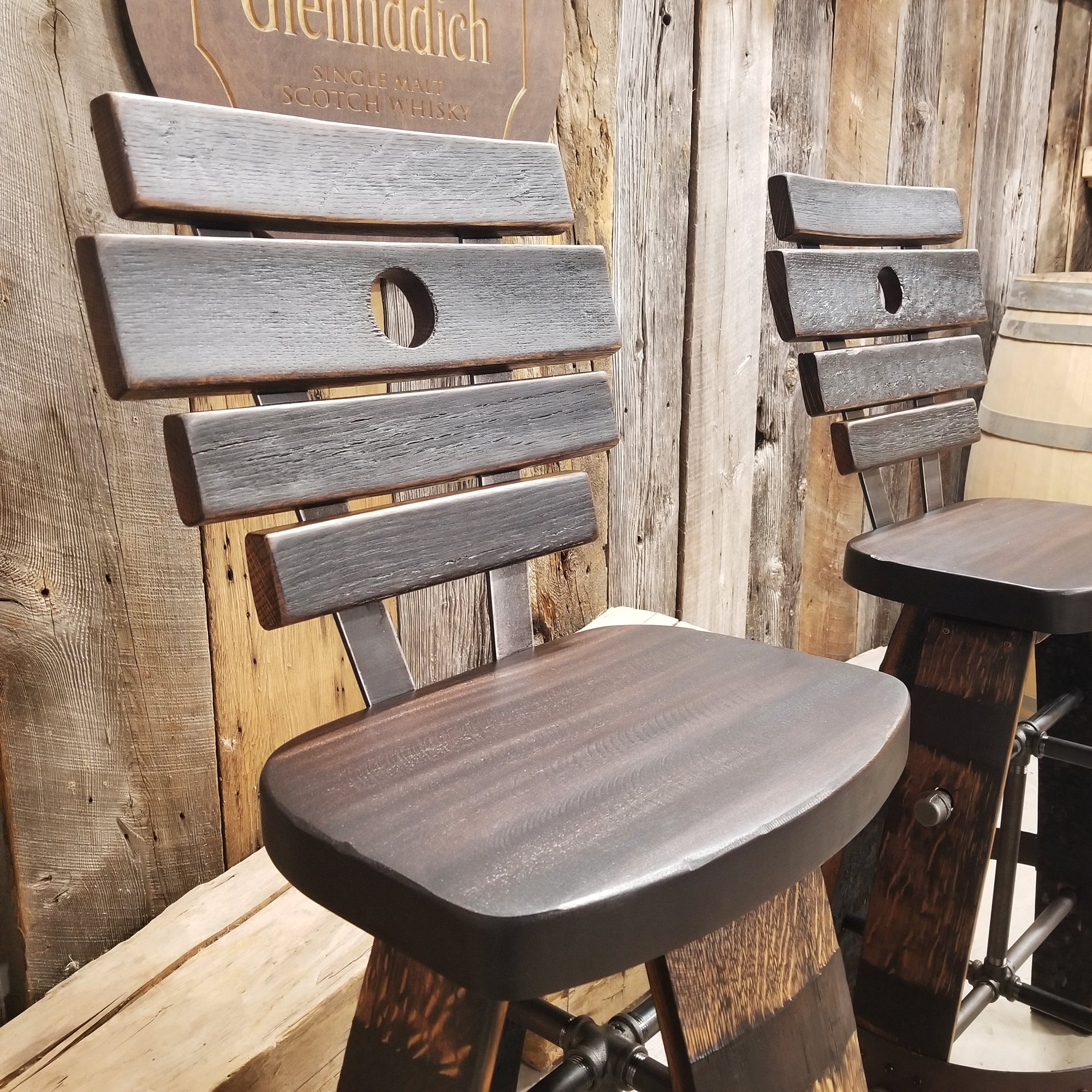 WHISKEY BARREL BAR STOOL WITH BACKING – TURTLE BACK TAN (WHISKEY BARRE ...