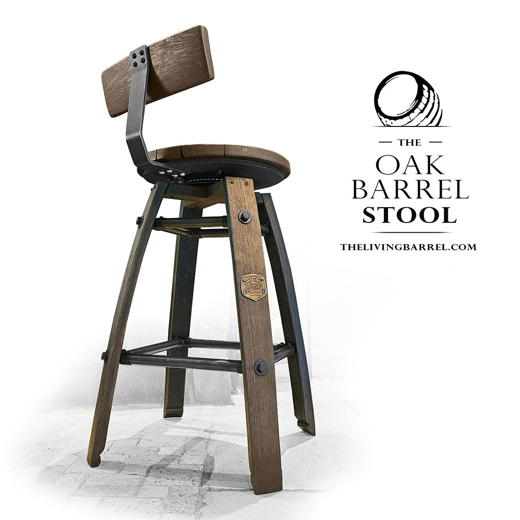 THE OAK BARREL STOOL - RUSTIC CHARM WHISKEY BARREL SEAT - HANDMADE WIT ...