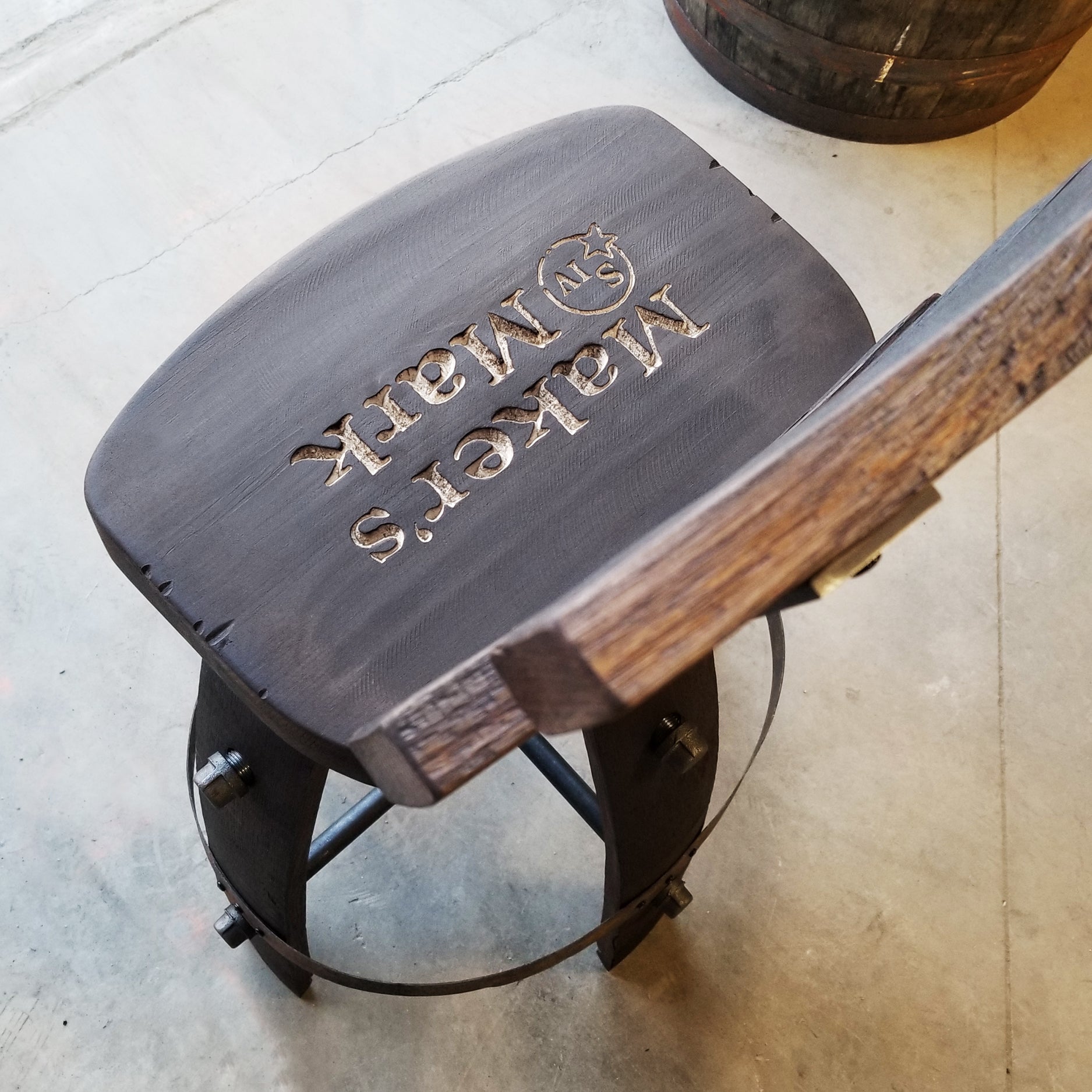 WHISKEY BARREL BAR STOOL WITH BACKING – TURTLE BACK EXPRESSO (WHISKEY ...