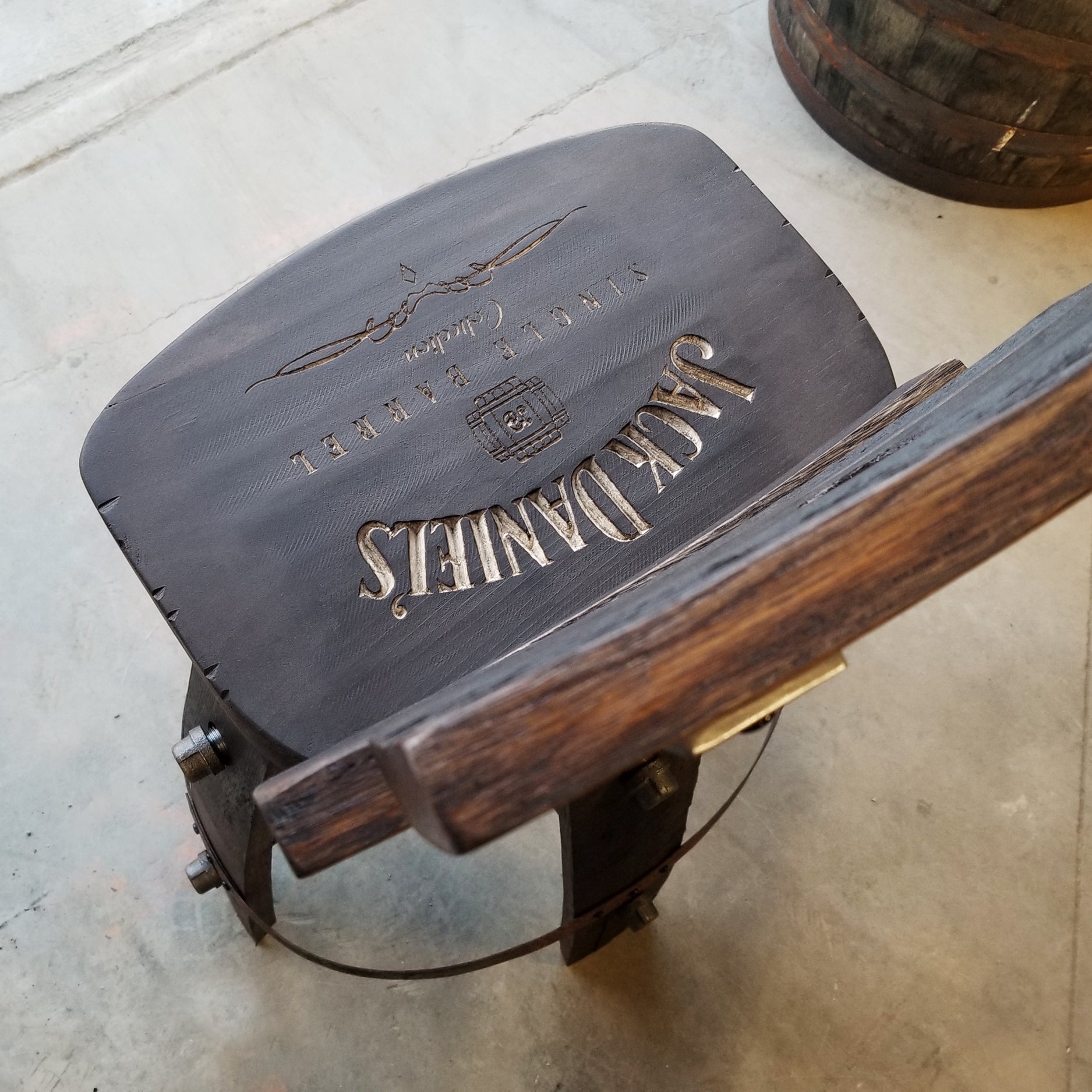 WHISKEY BARREL BAR STOOL WITH BACKING – TURTLE BACK EXPRESSO (WHISKEY ...