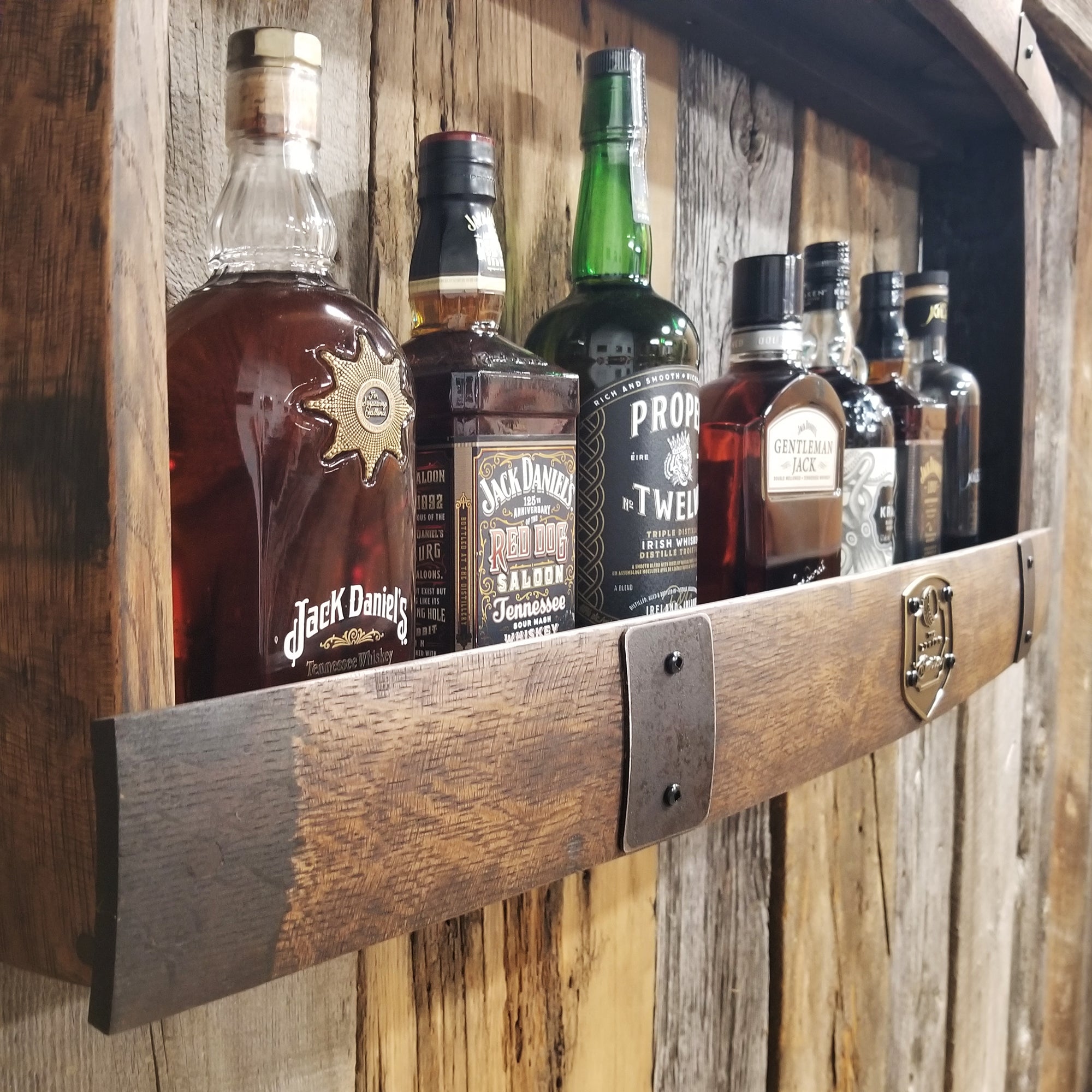 Whiskey Barrel Shelve Display - Whiskey Liquor Rack - Liquor Cabinet ...