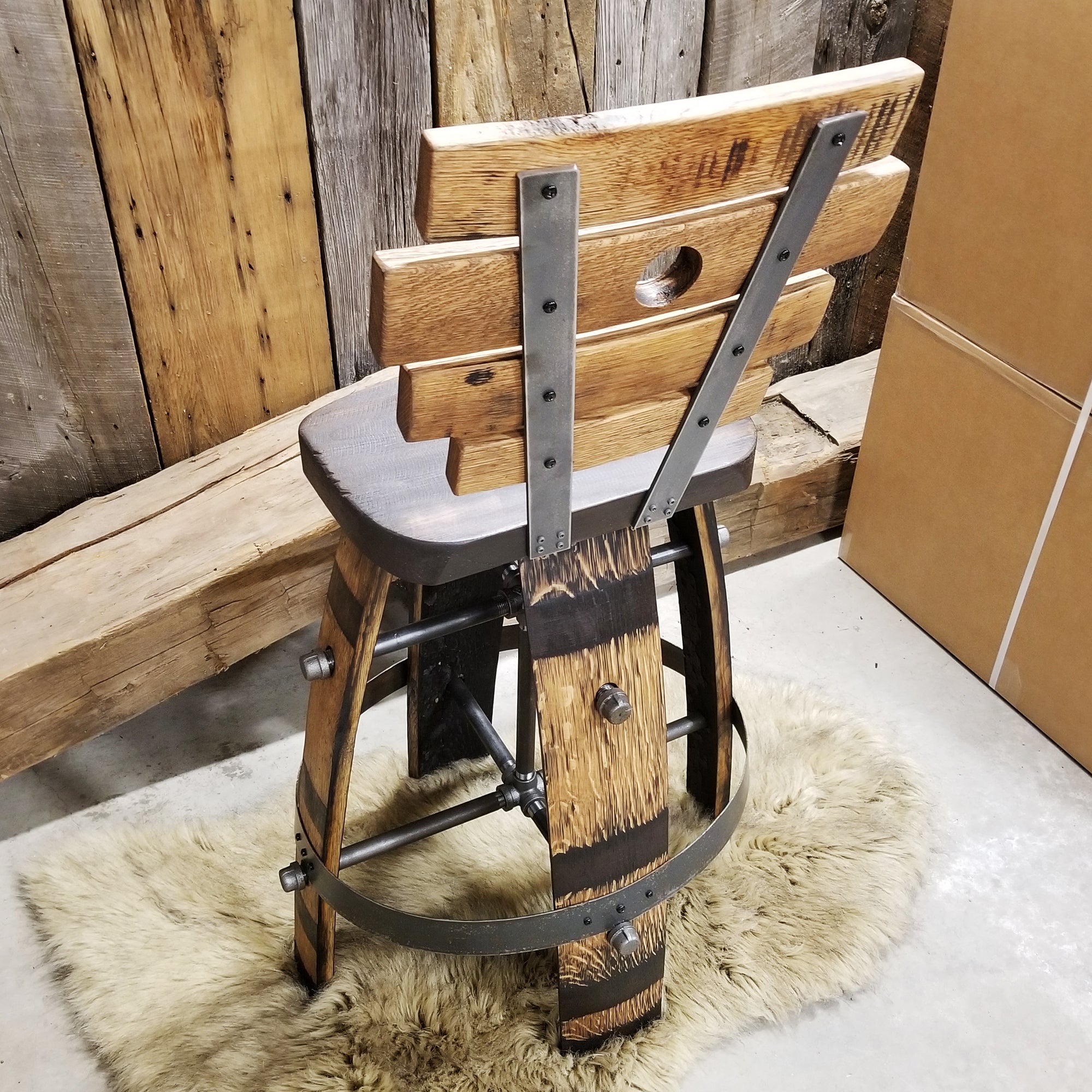 WHISKEY BARREL BAR STOOL WITH BACKING – TURTLE BACK TAN (WHISKEY BARRE ...