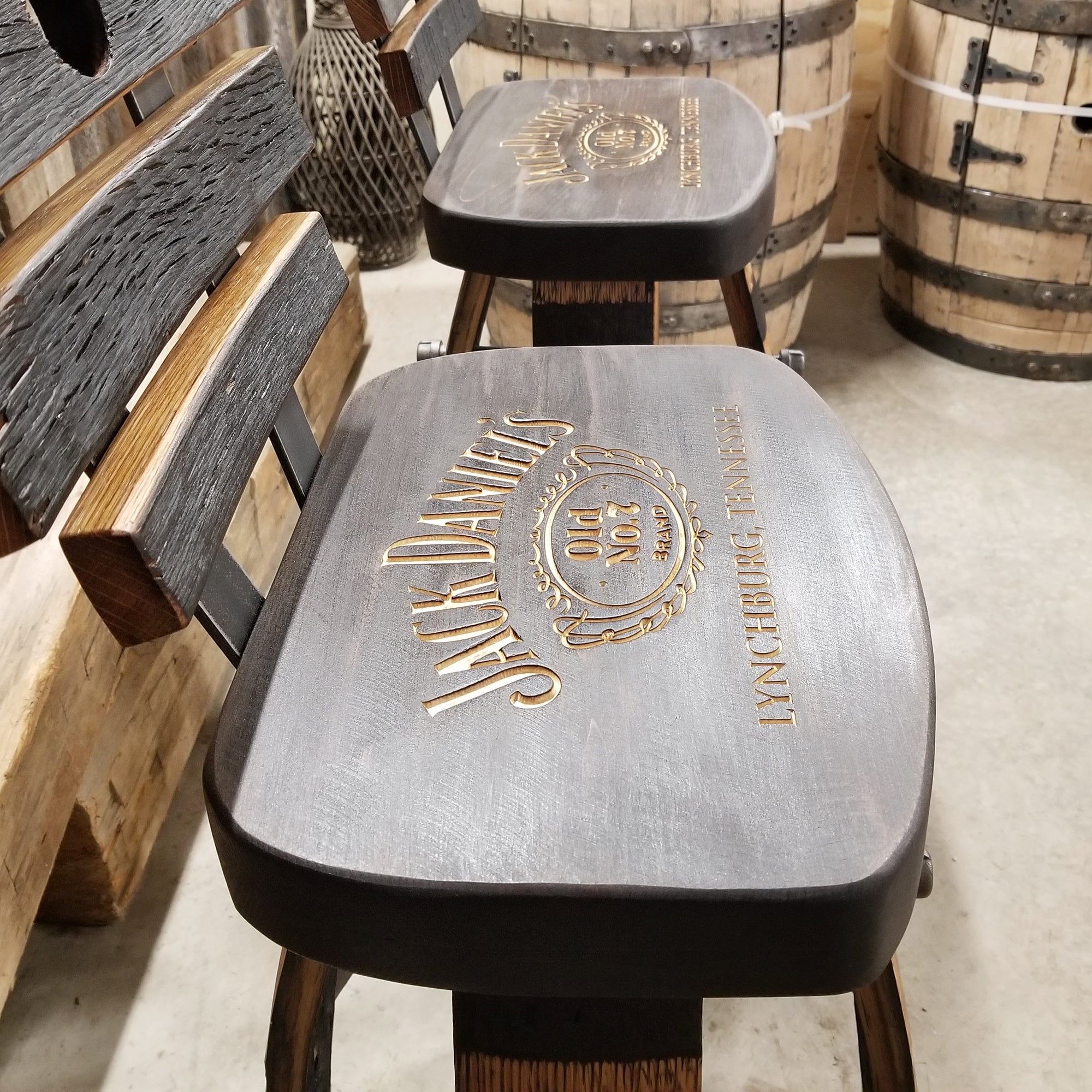 WHISKEY BARREL BAR STOOL WITH BACKING – TURTLE BACK TAN (WHISKEY BARRE ...