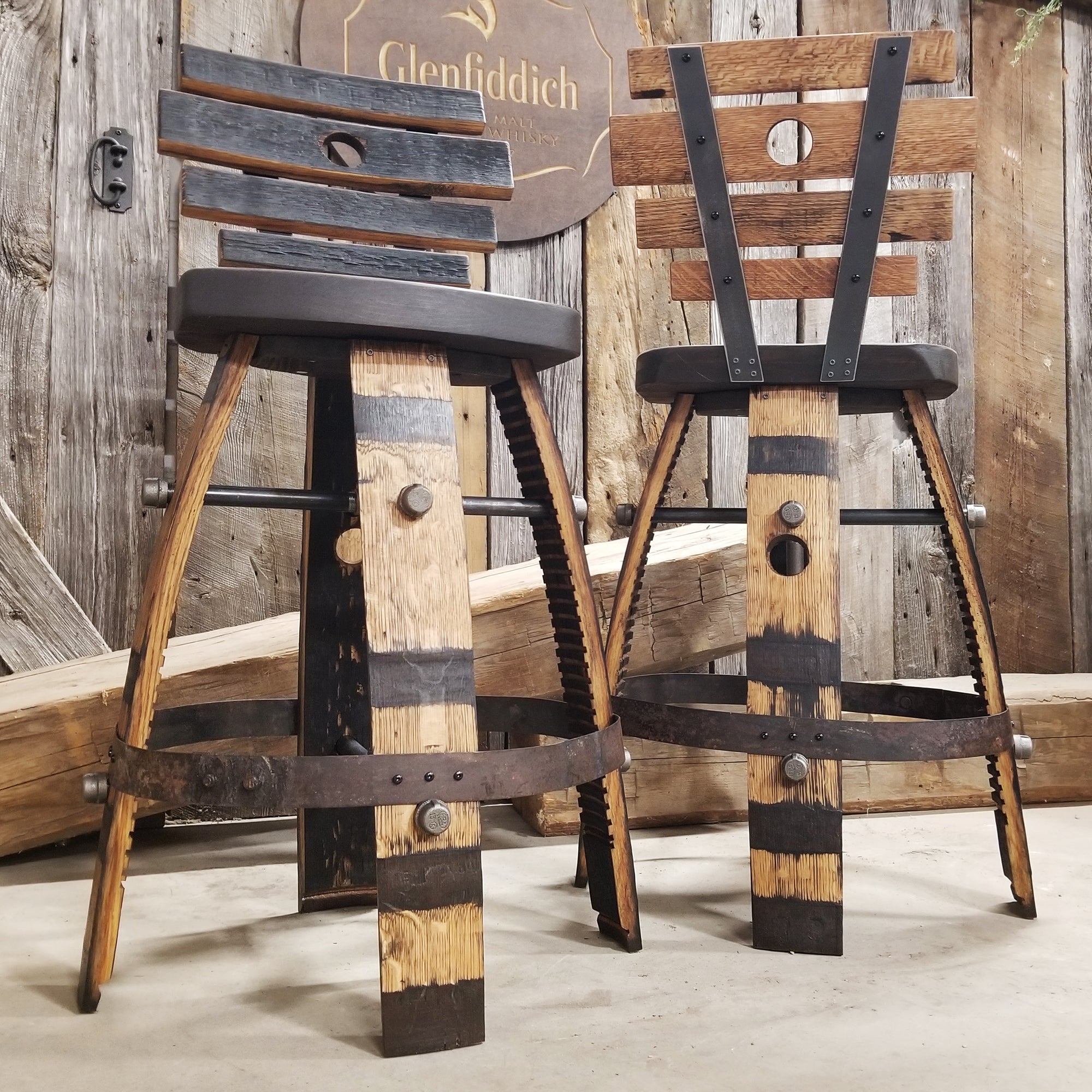 WHISKEY BARREL BAR STOOL WITH BACKING – TURTLE BACK TAN (WHISKEY BARRE ...