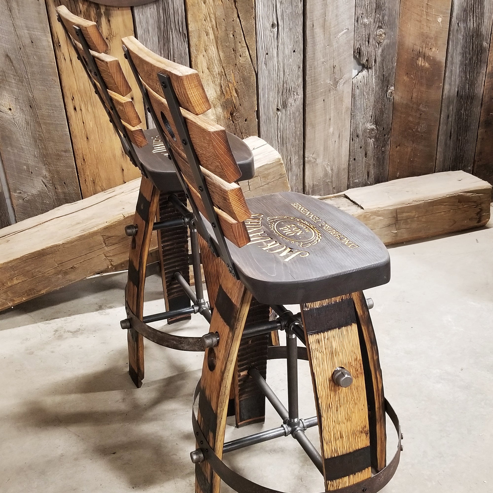 WHISKEY BARREL BAR STOOL WITH BACKING – TURTLE BACK TAN (WHISKEY BARRE ...