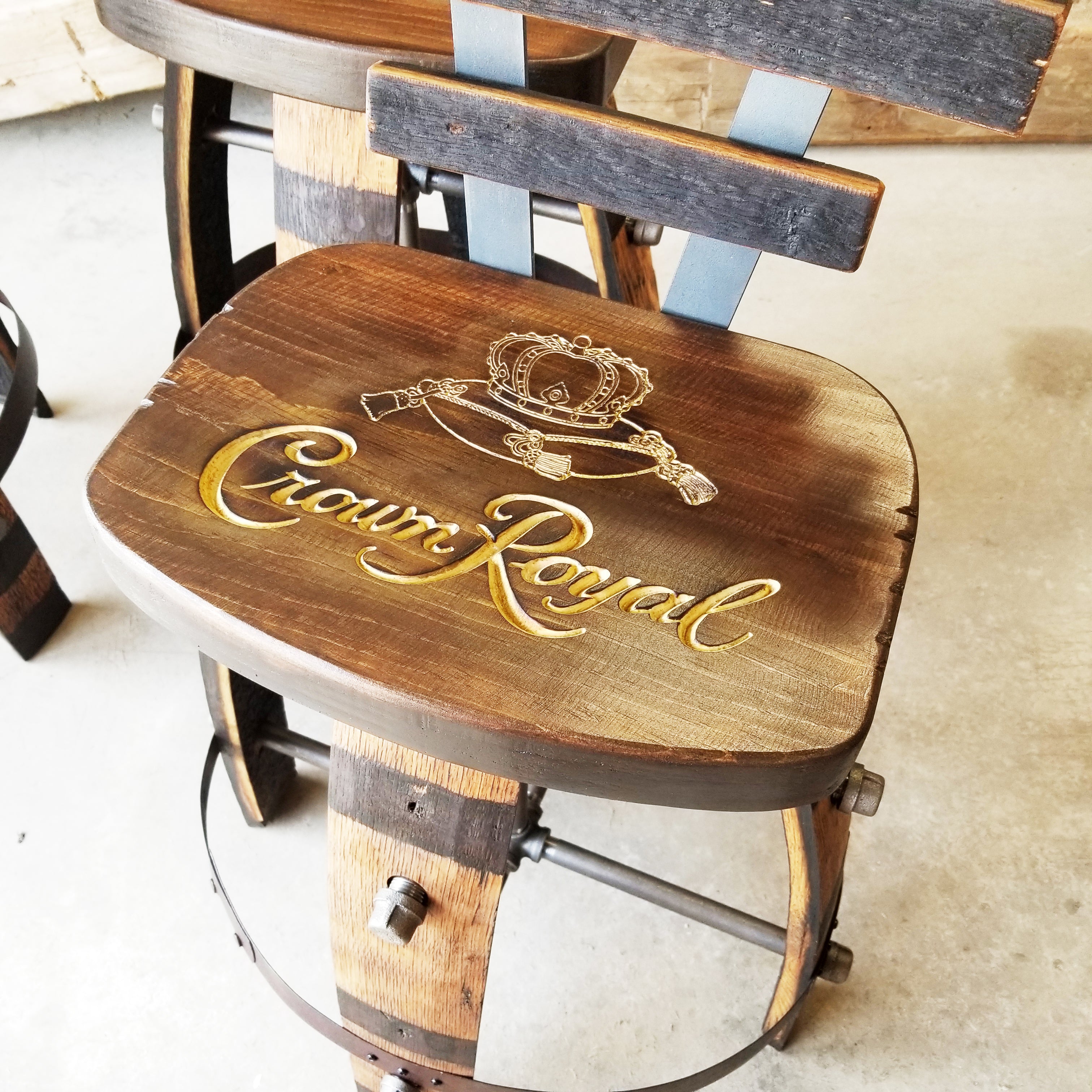 WHISKEY BARREL BAR STOOL WITH BACKING – TURTLE BACK TAN (WHISKEY BARRE ...
