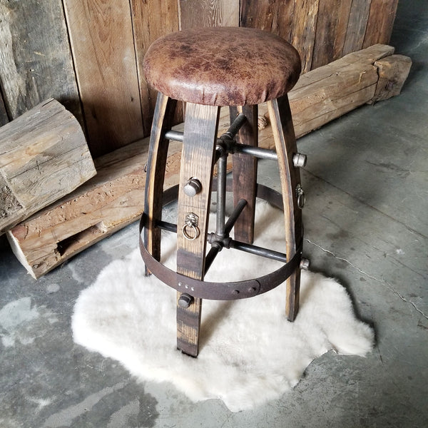 Whiskey Barrel - Barrel Bar Stool (Lion head) – The Living Barrel