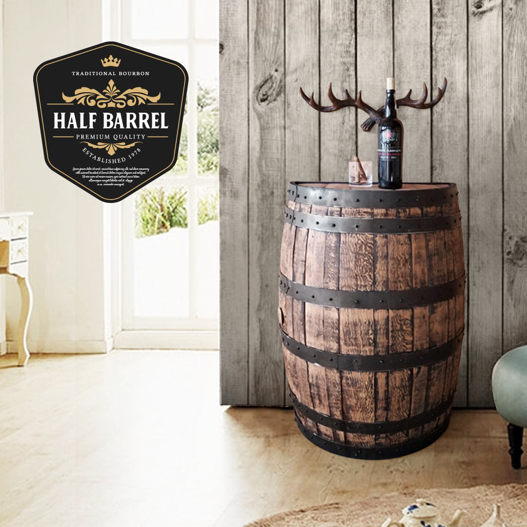 Whiskey Barrel - Half Barrel Wall Mount - Whiskey Barrel Liquor Cabine ...