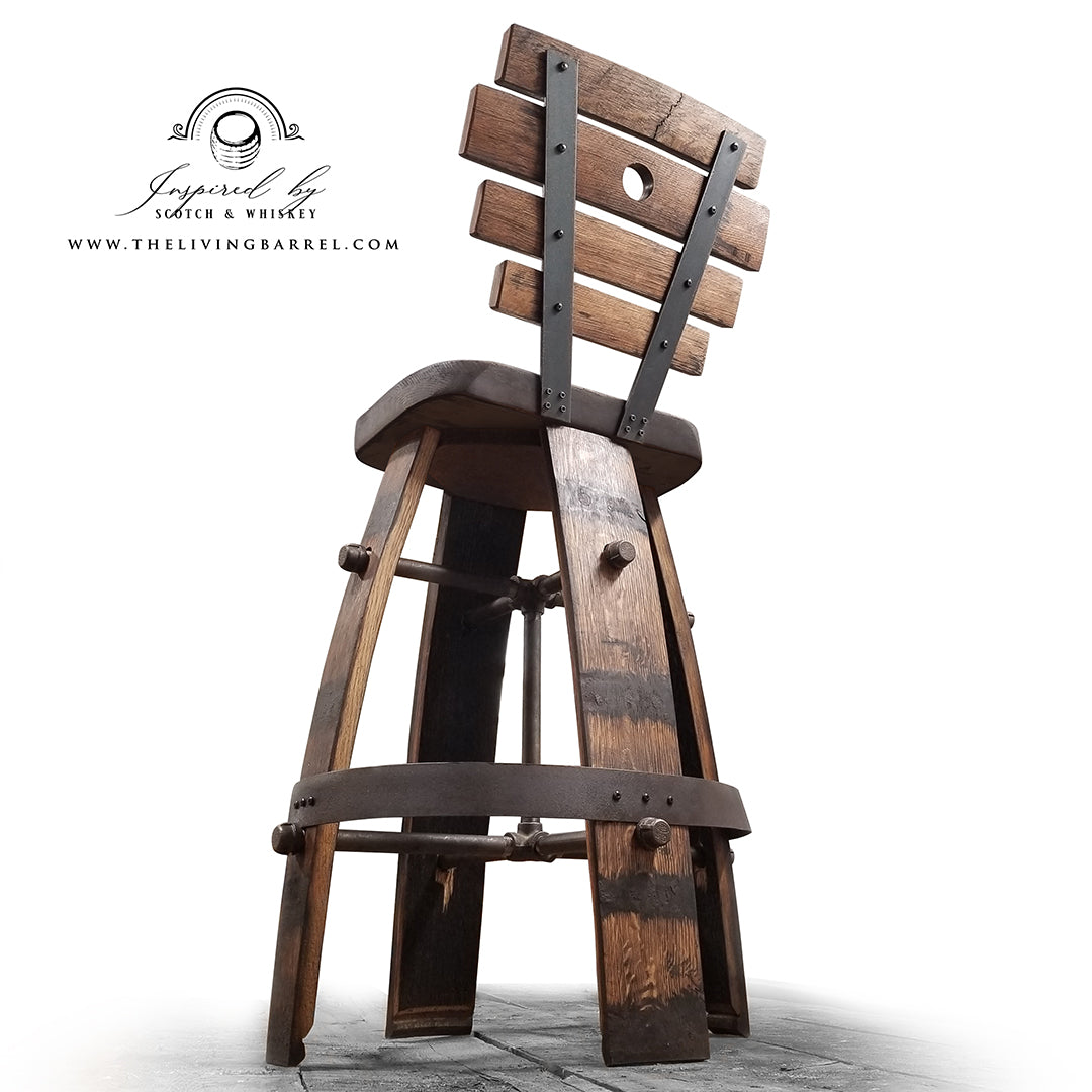 WHISKEY BARREL BAR STOOL WITH BACKING – TURTLE BACK TAN (WHISKEY BARRE ...