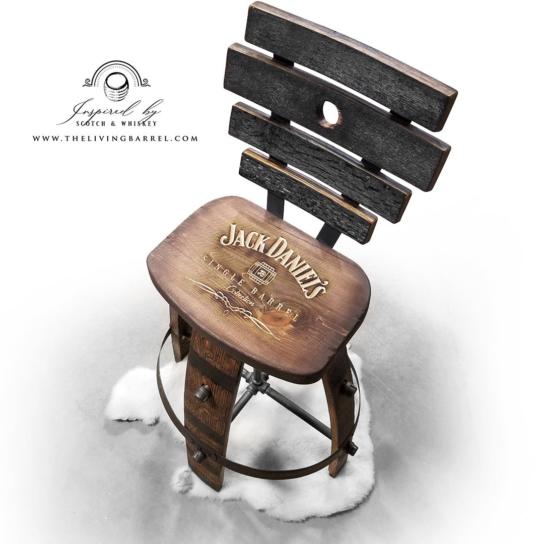 WHISKEY BARREL BAR STOOL WITH BACKING – TURTLE BACK TAN (WHISKEY BARRE ...