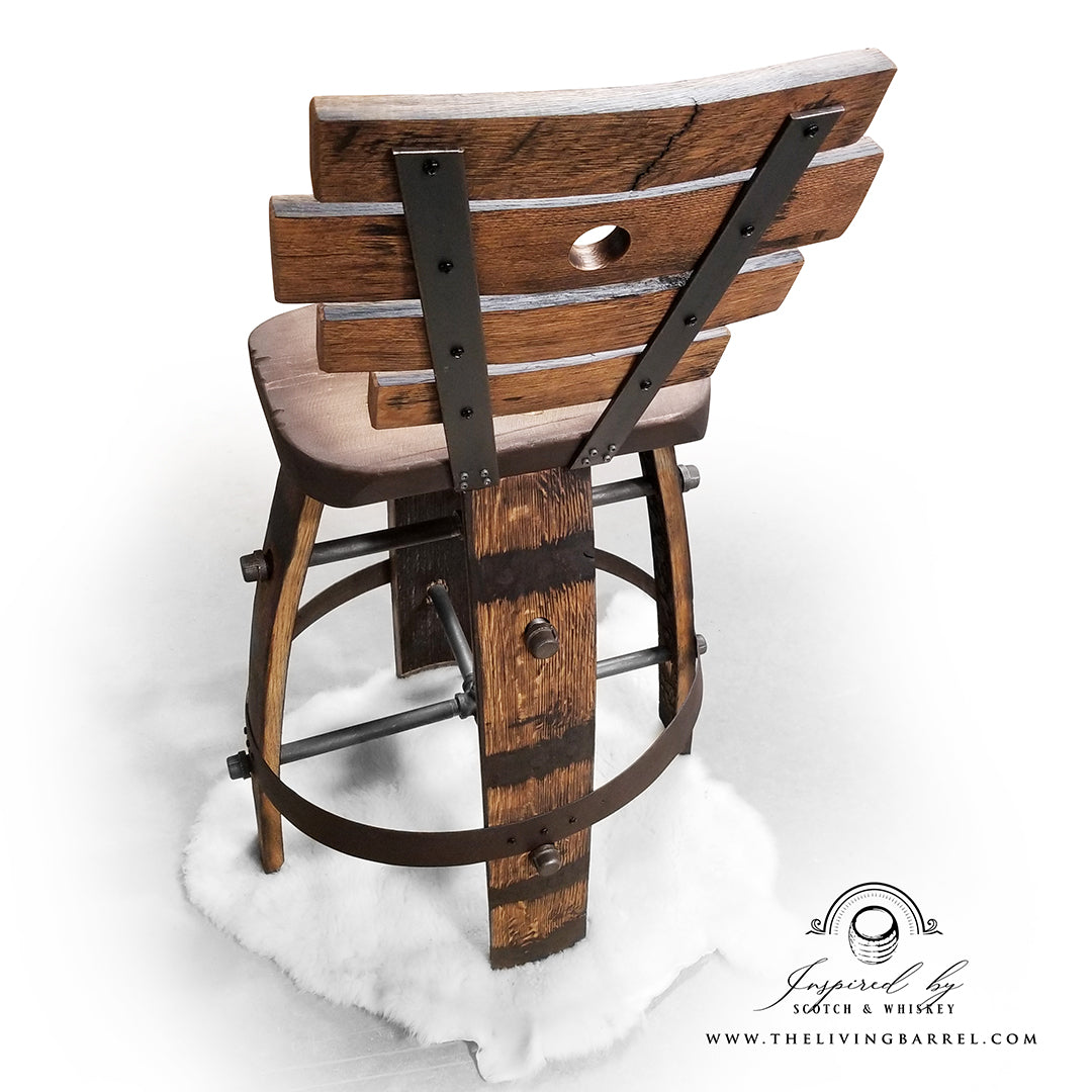WHISKEY BARREL BAR STOOL WITH BACKING – TURTLE BACK TAN (WHISKEY BARRE ...