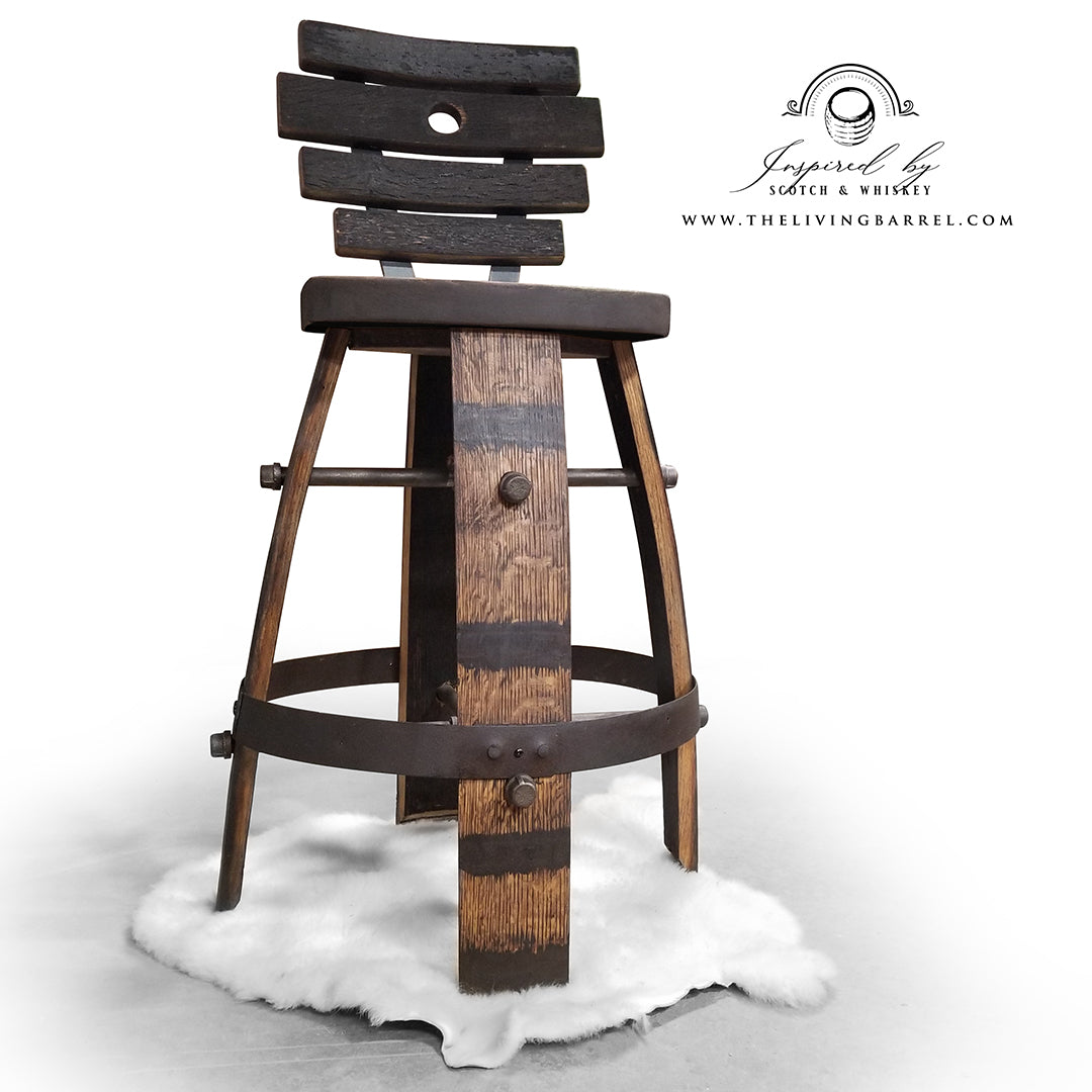 WHISKEY BARREL BAR STOOL WITH BACKING – TURTLE BACK TAN (WHISKEY BARRE ...