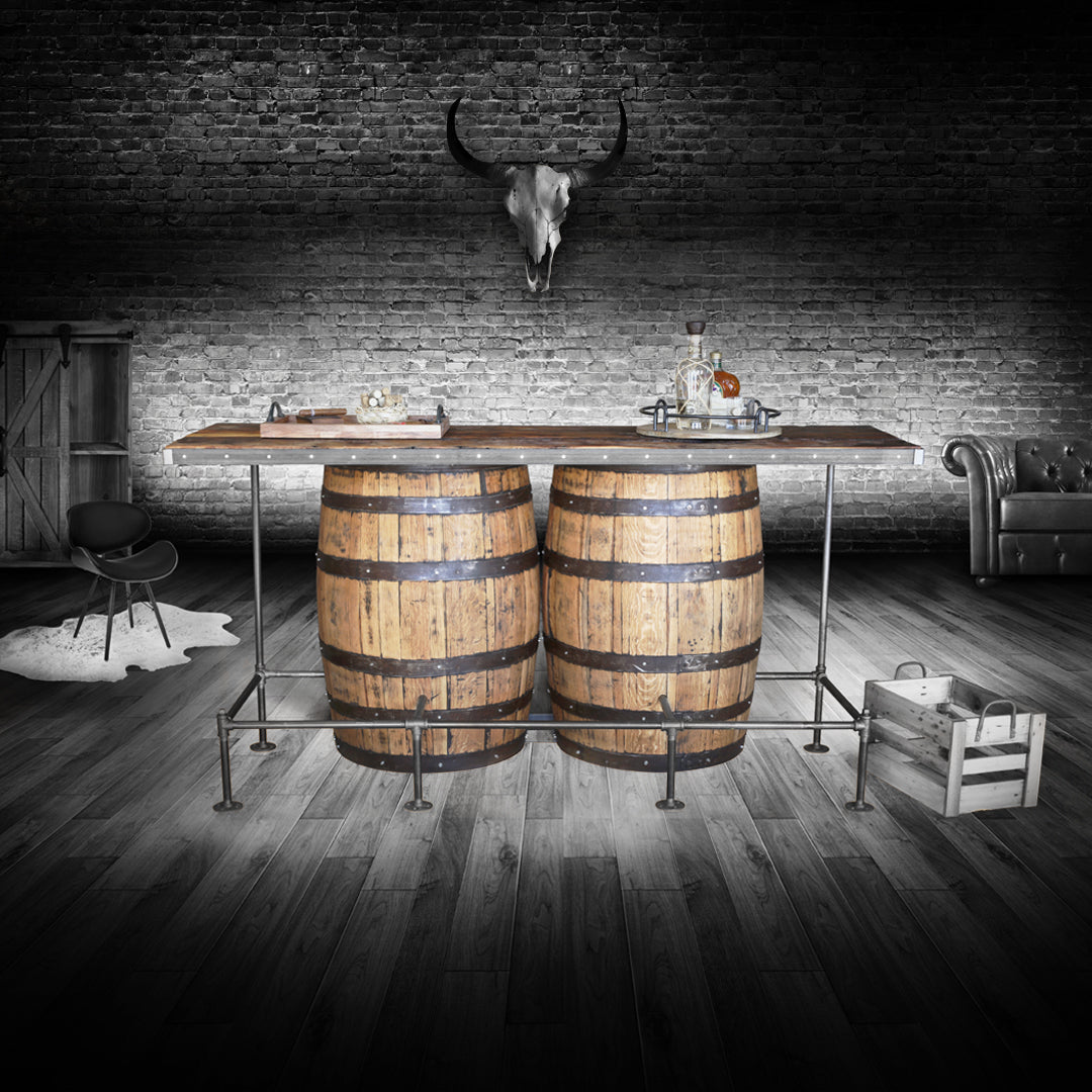 Whiskey Barrel - Vintage Double Half Barrel Bar – The Living Barrel