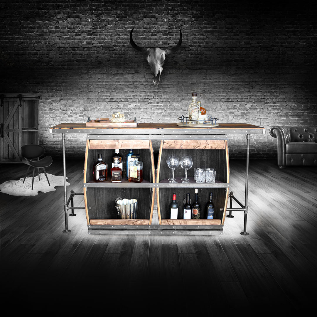 Whiskey Barrel - Vintage Double Half Barrel Bar – The Living Barrel