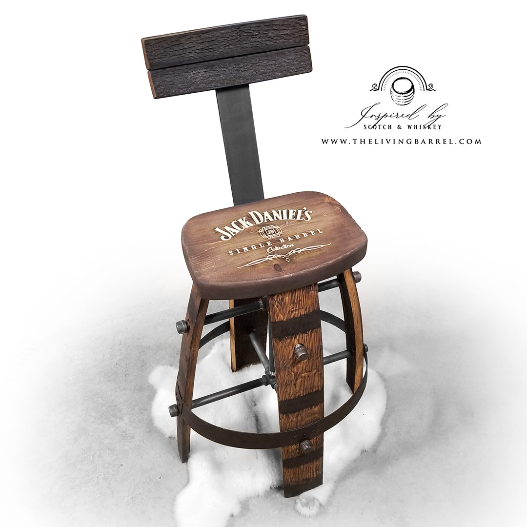 WHISKEY BARREL BAR STOOL WITH BACKING – PADDEL BACK TAN (WHISKEY BARRE ...