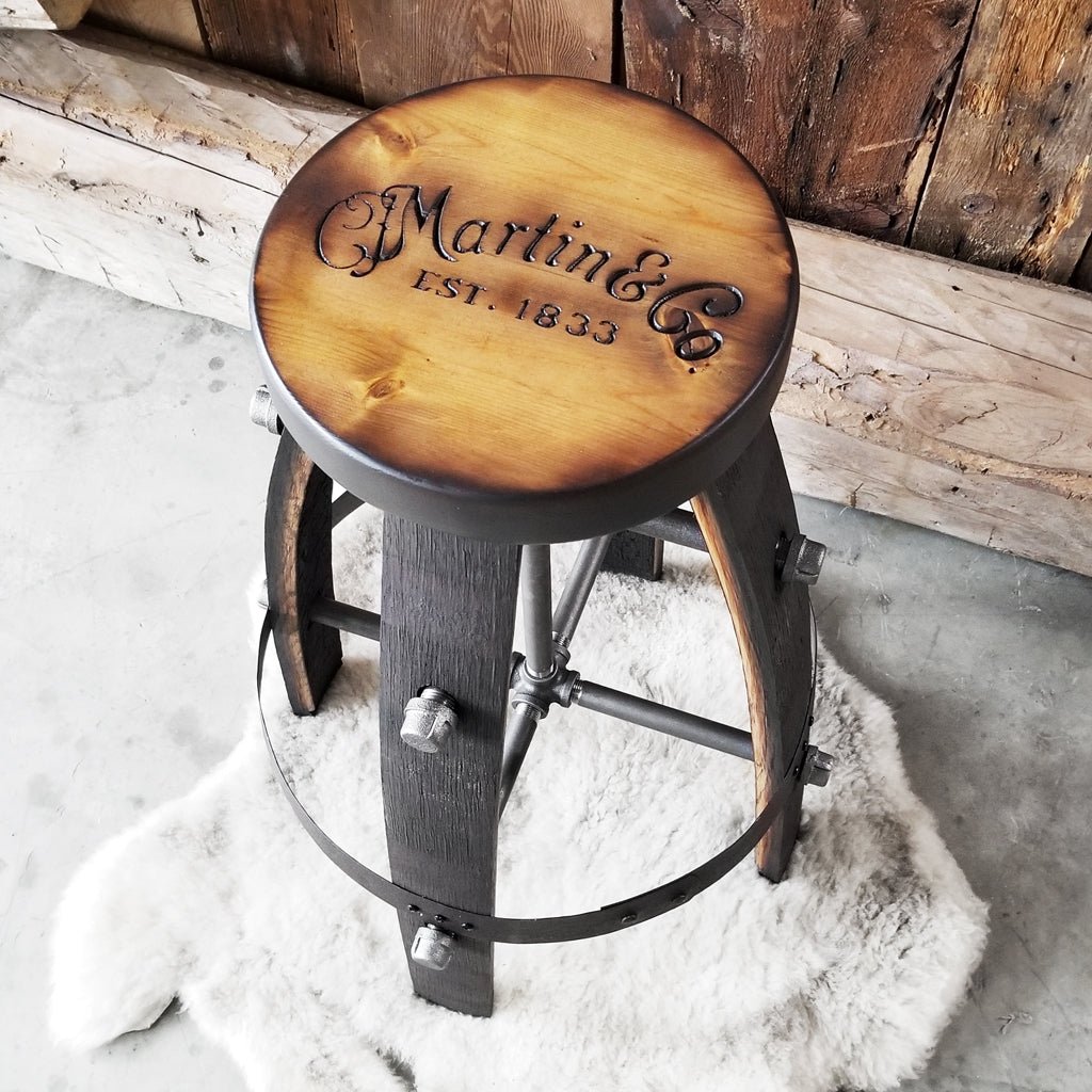 Whiskey Barrel - Custom (Round) Whiskey Barrel Bar Stool - Chair - Sea ...