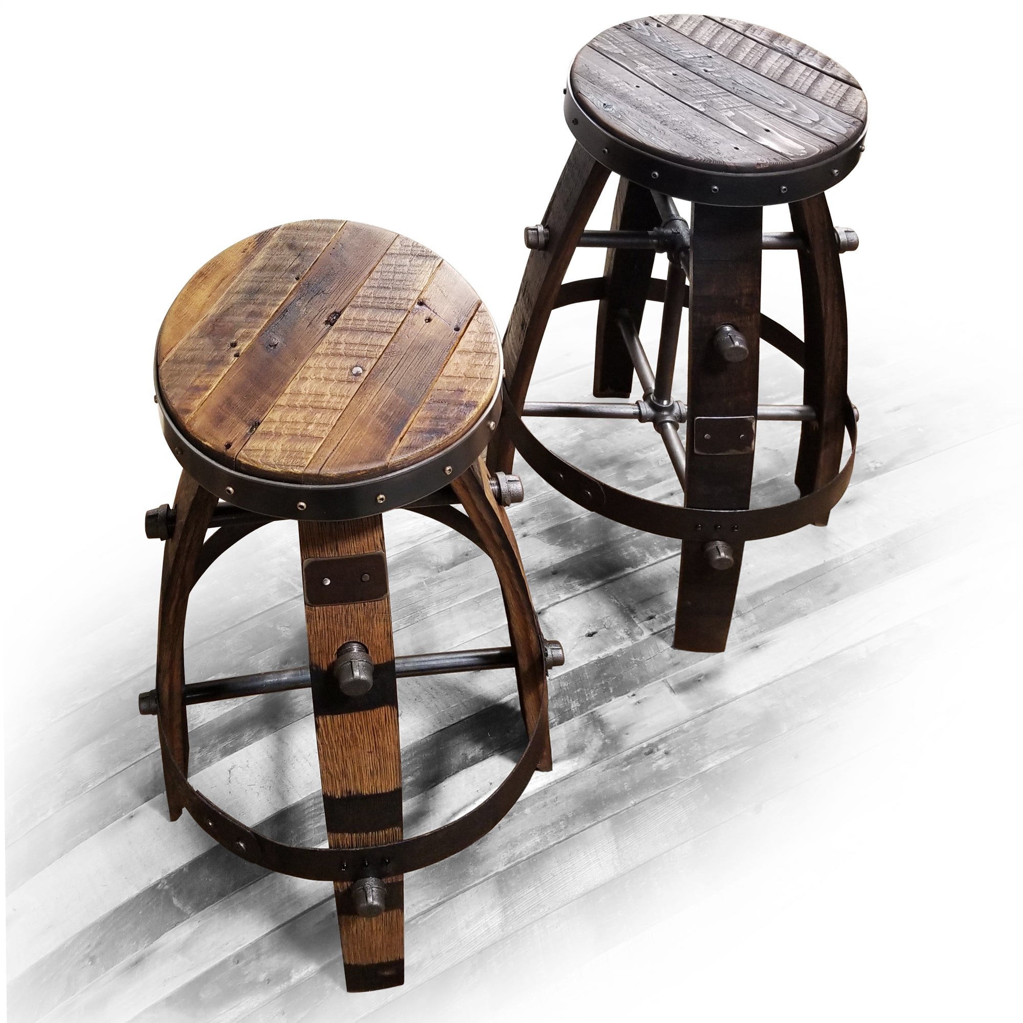 Whiskey Barrel Bar Stool: Reclaimed Oak Staves & 100+ Year Old Barn Wo ...
