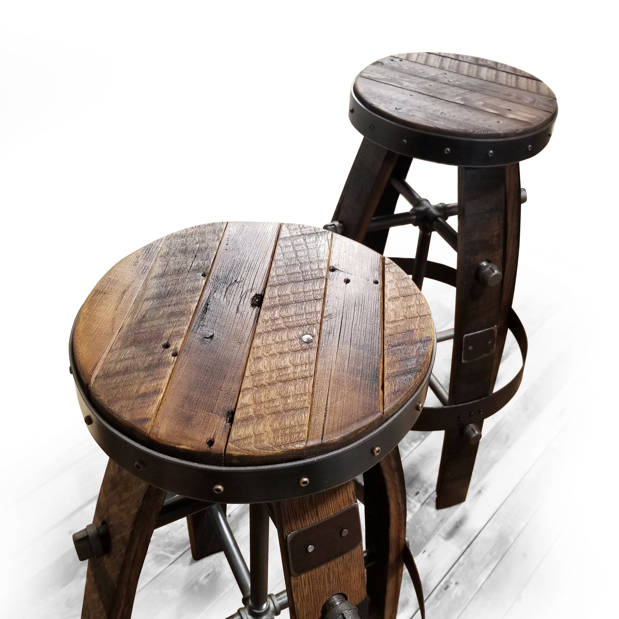 Whiskey Barrel Bar Stool: Reclaimed Oak Staves & 100+ Year Old Barn Wo ...