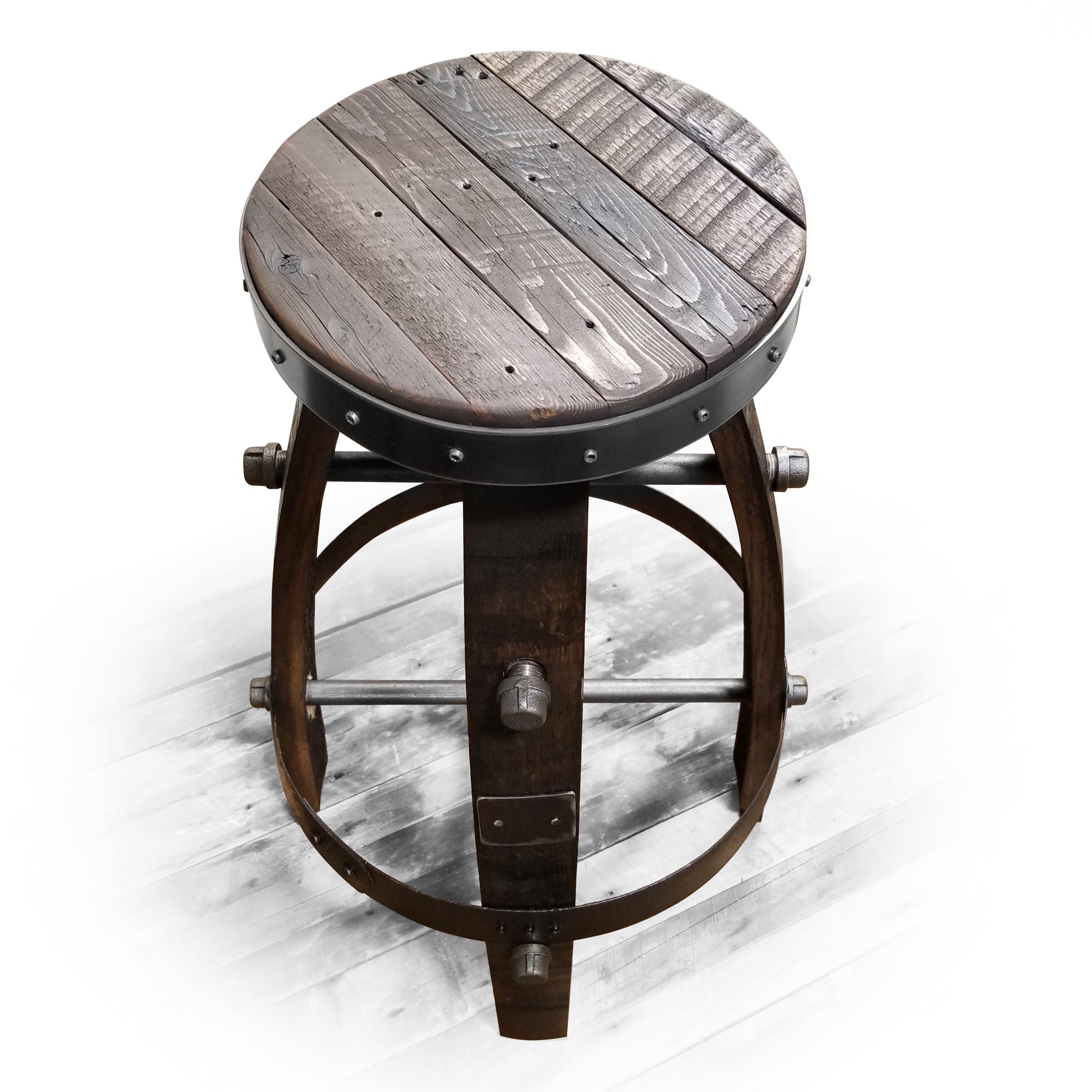 Whiskey Barrel Bar Stool: Reclaimed Oak Staves & 100+ Year Old Barn Wo ...
