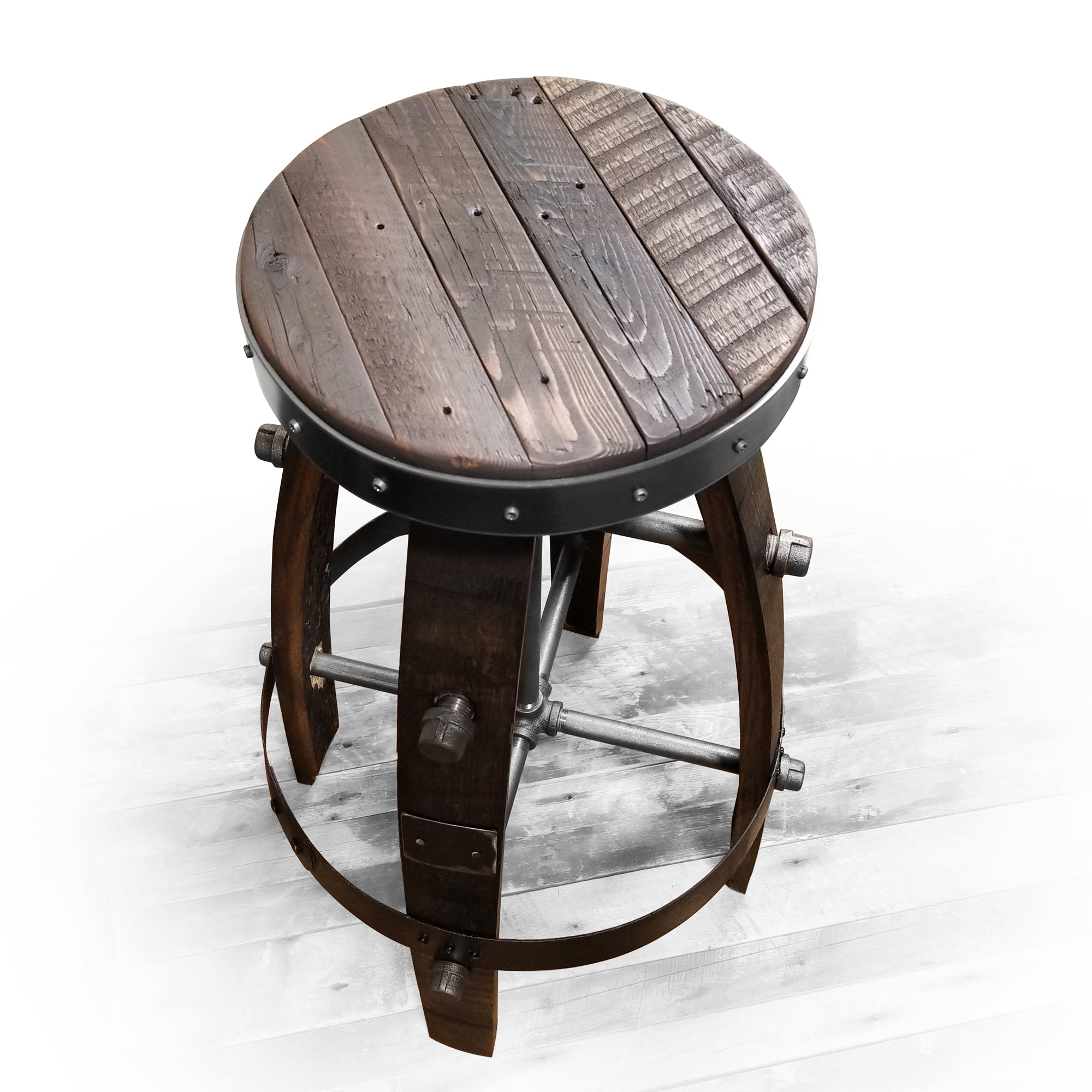 Whiskey Barrel Bar Stool: Reclaimed Oak Staves & 100+ Year Old Barn Wo ...