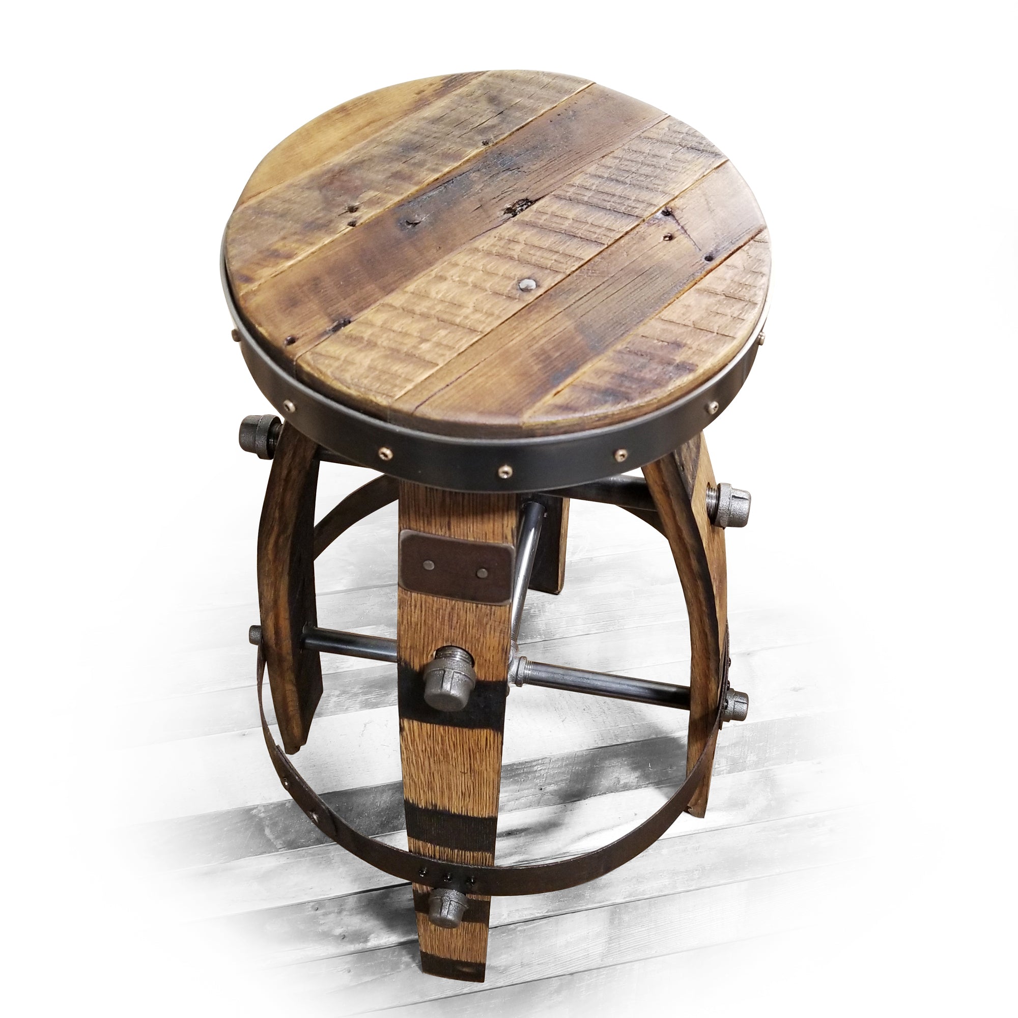 Whiskey Barrel Bar Stool: Reclaimed Oak Staves & 100+ Year Old Barn Wo ...