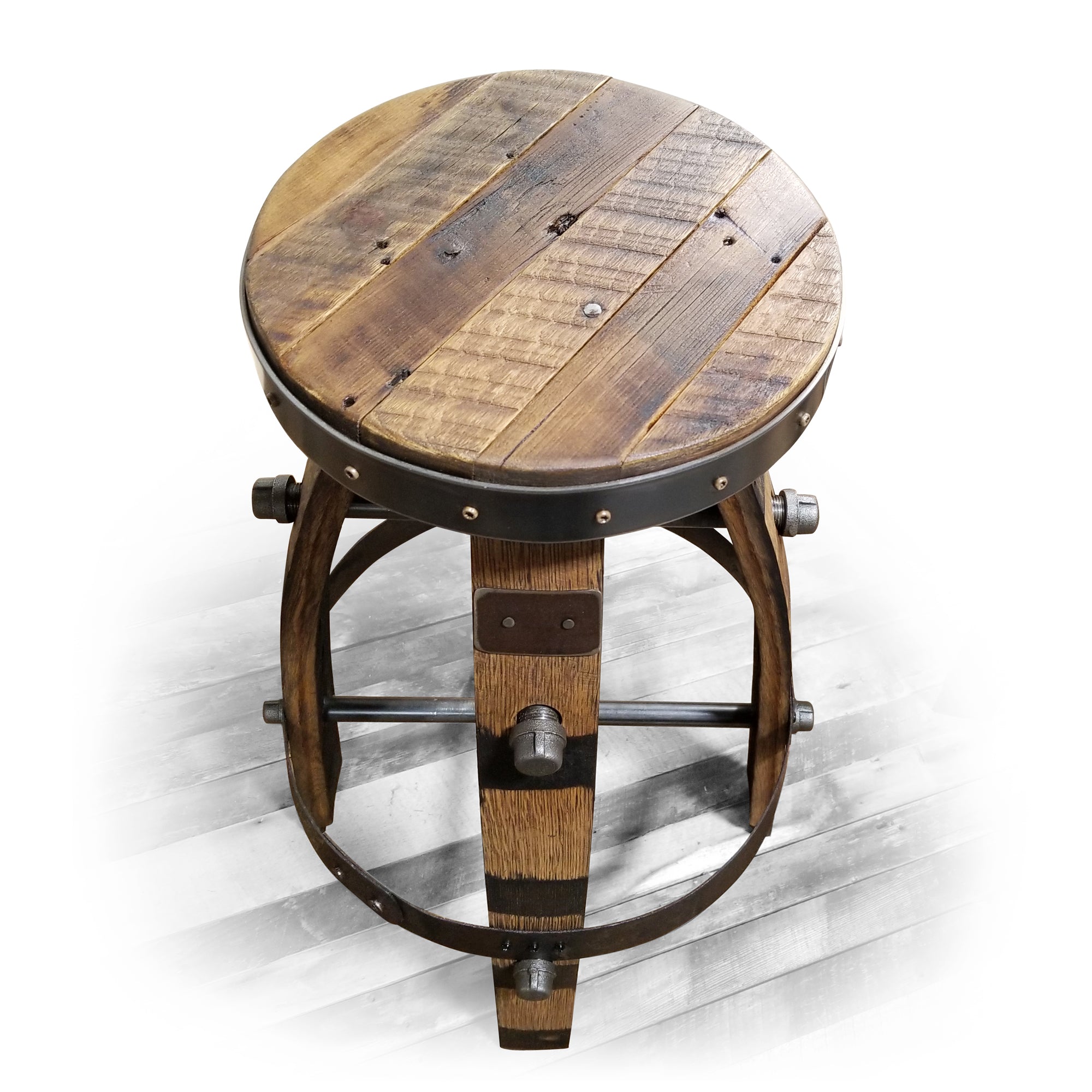 Whiskey Barrel Bar Stool: Reclaimed Oak Staves & 100+ Year Old Barn Wo ...