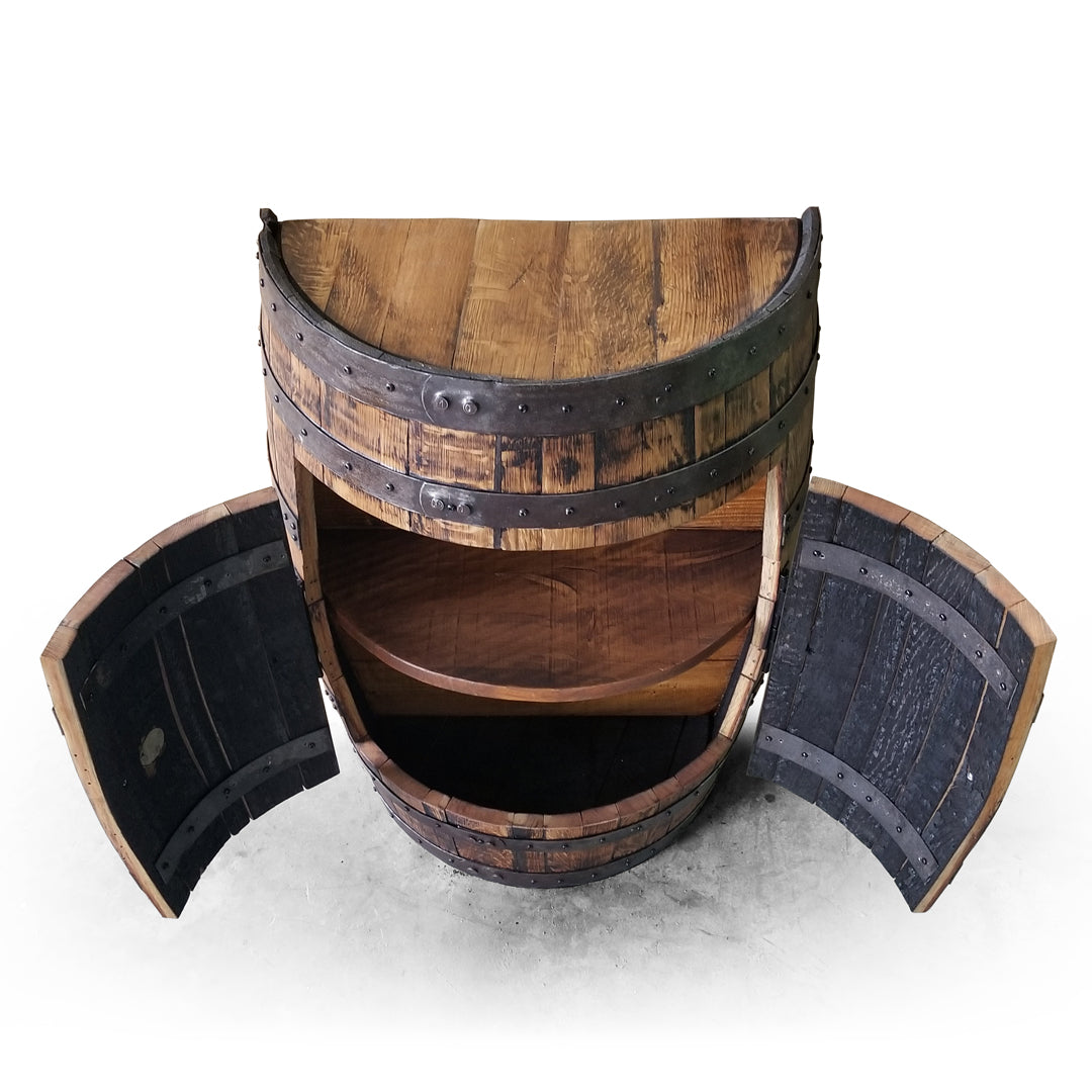 Whiskey Barrel - Half Barrel Cabinet - Whiskey Barrel Liquor Cabinet ...
