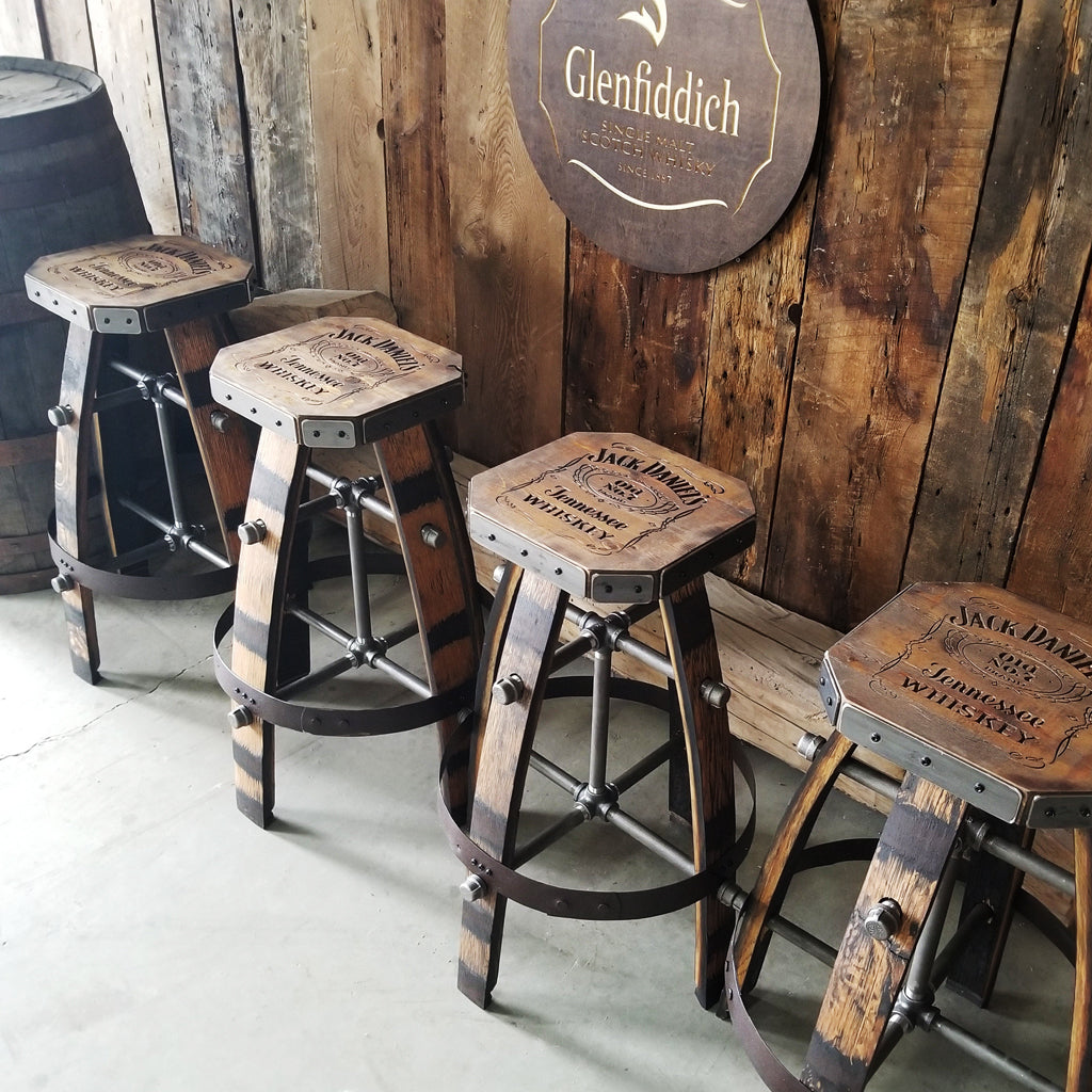 Whiskey Barrel - Custom (Metal & wood - Tan) Whiskey Barrel Bar Stool ...